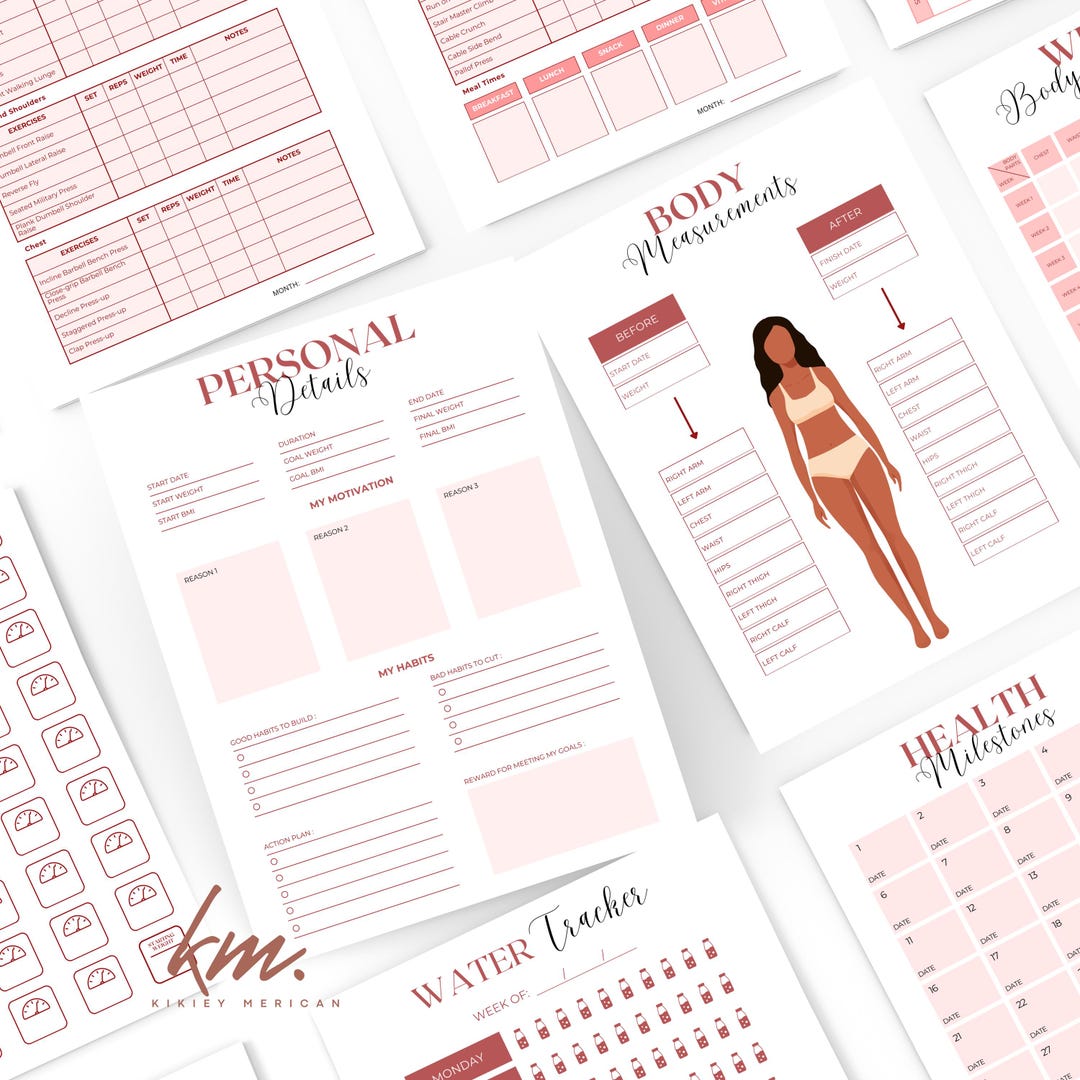 Digital, Editable and Printable Weight Loss Journal, Fitness Tracker ...