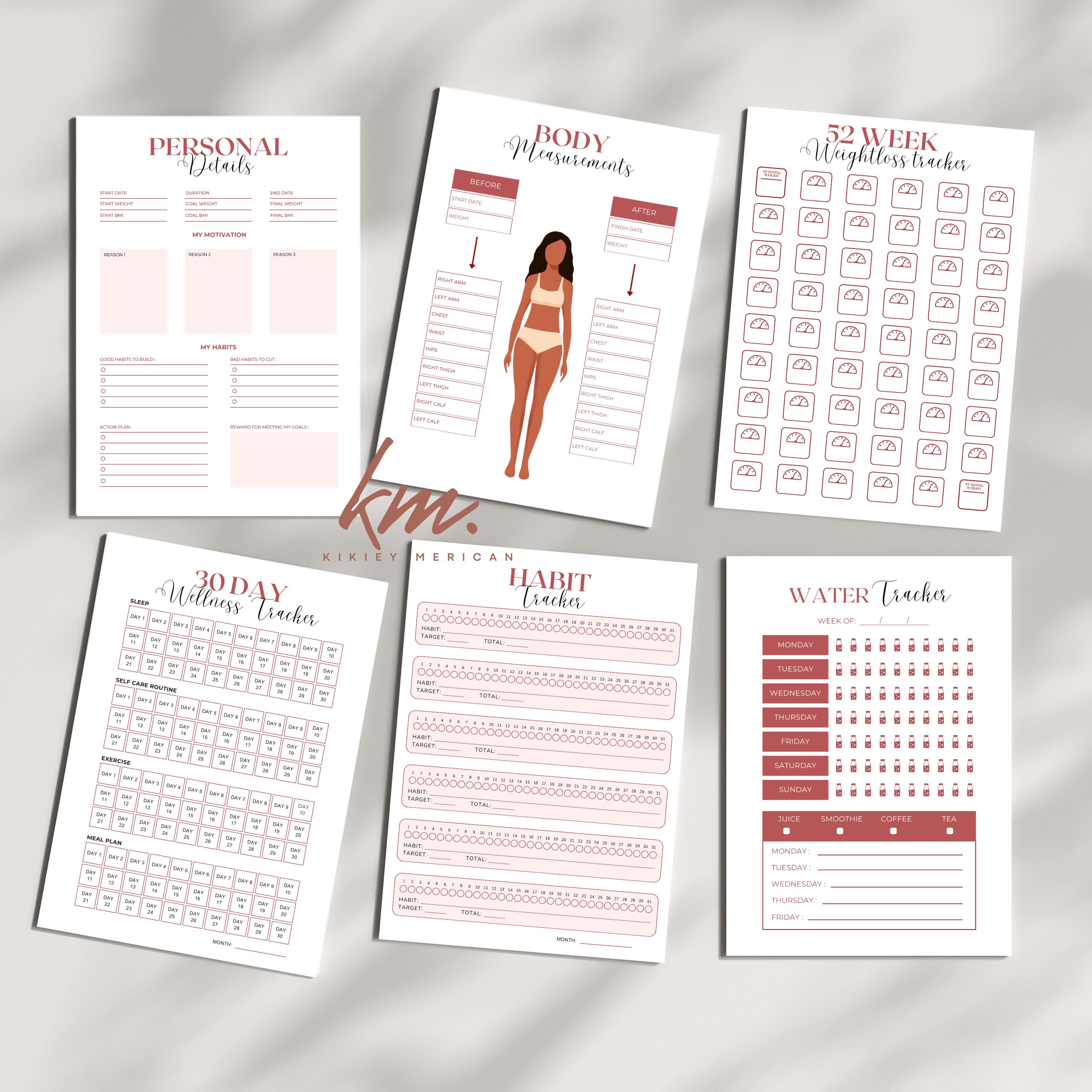 Digital, Editable and Printable Weight Loss Journal, Fitness Tracker ...