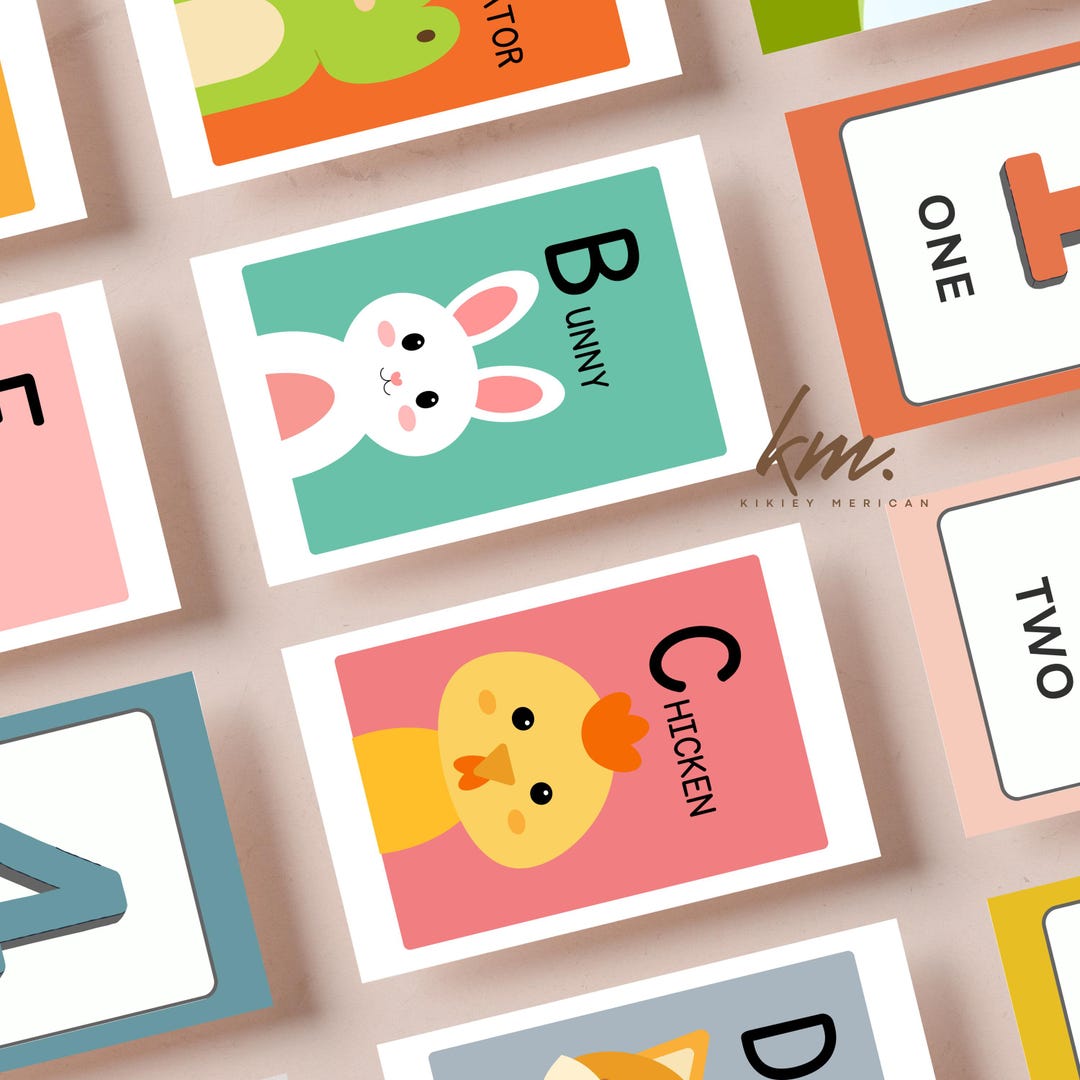 Children Learning Flash Cards | Set of 6 - Animal ABC , 123, Fruits ...