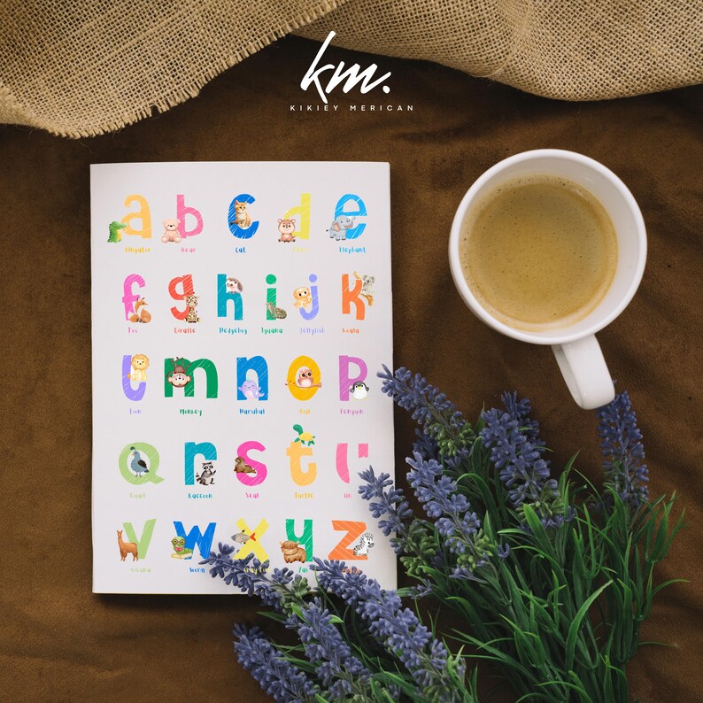 Animal ABC Alphabet Poster Nursery Educational Decor A Z Wall Art Kids ...