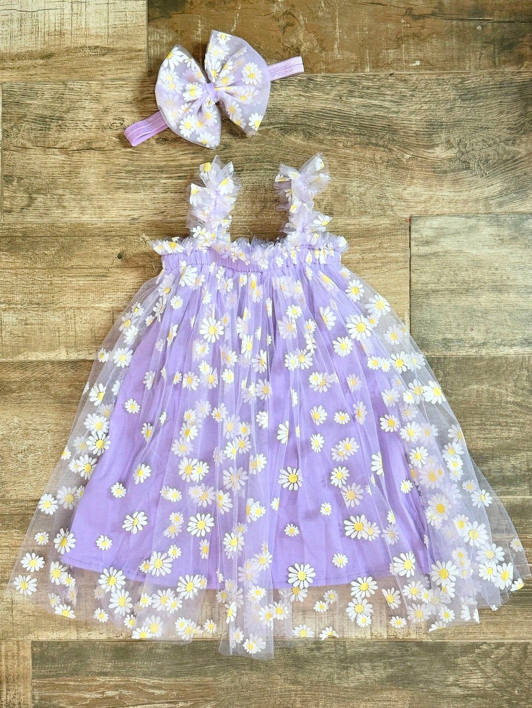 Lavender Tulle Daisy Dress and Headband - Spring Tulle Dress -flower ...