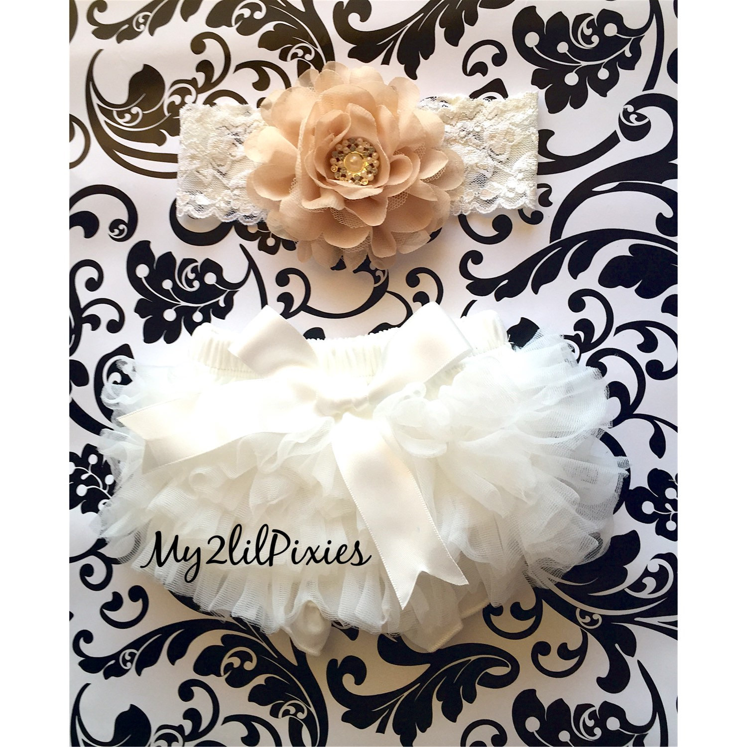 Ruffle Diaper Cover and Headband-baby Girl Ruffle Bum Bloomer With Bow ...