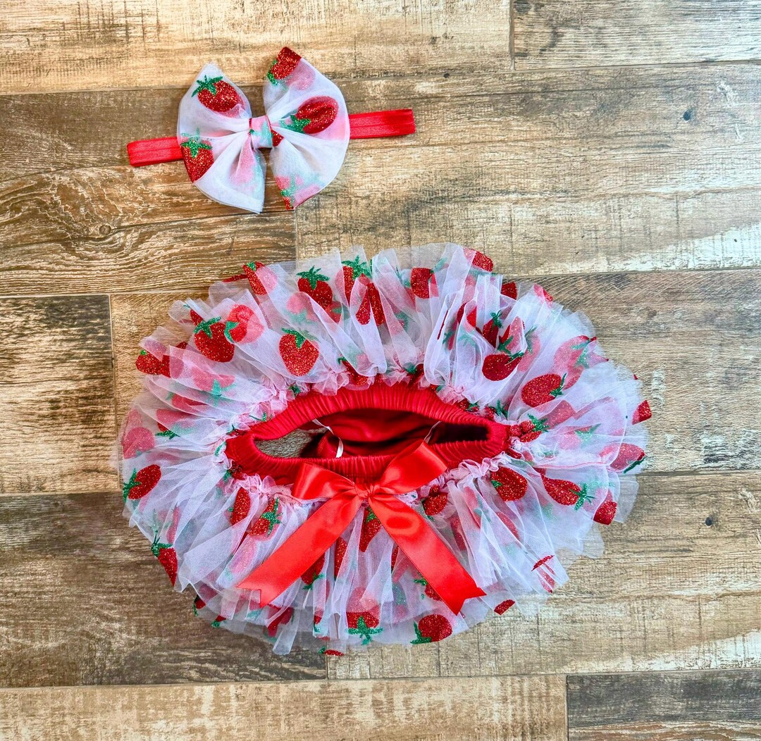 Berry First Birthday Tutu and Headband - Strawberry Tutu Bloomer ...