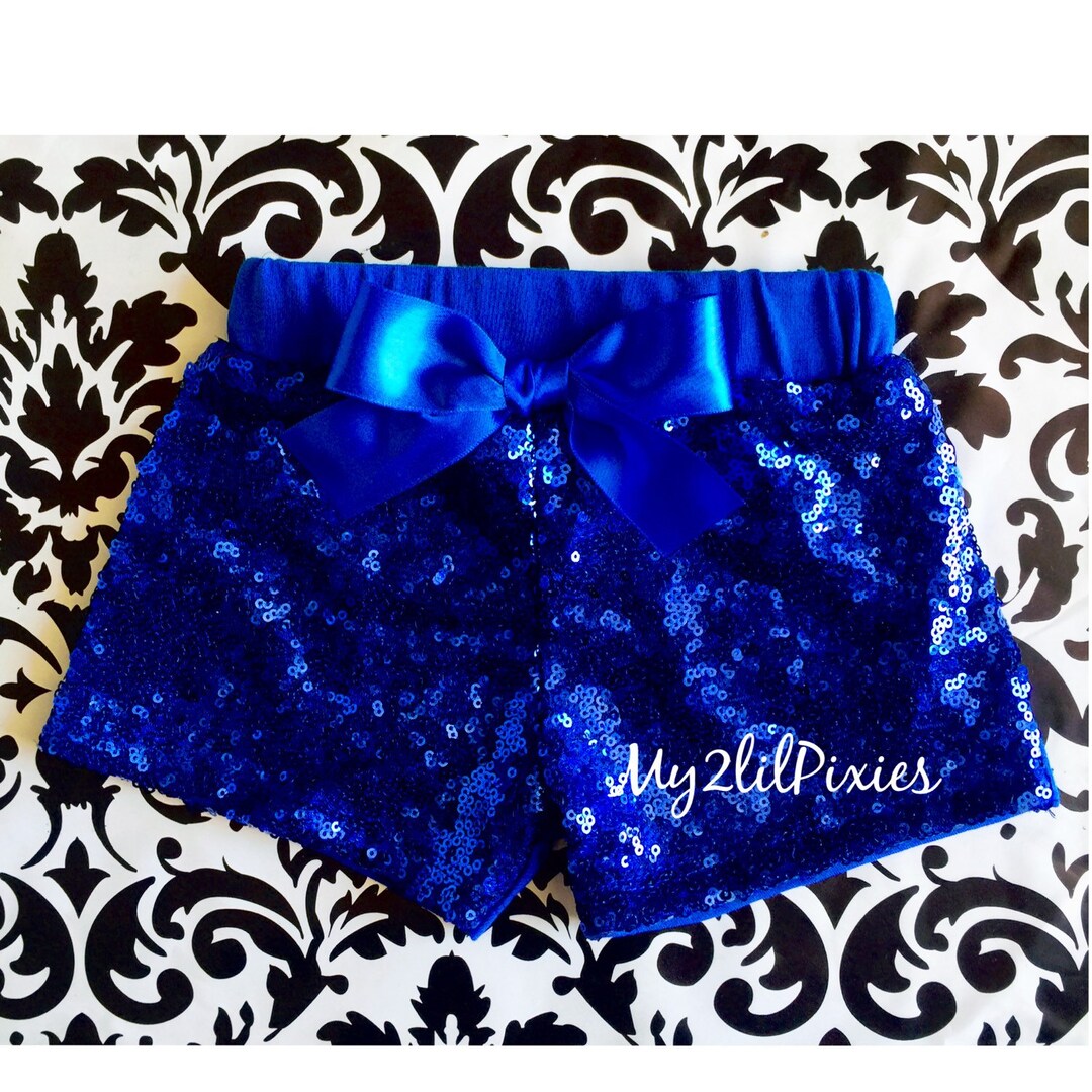 Shorts for Girls and Baby Girls - Blue Sparkle Sequin Short- Birthday ...