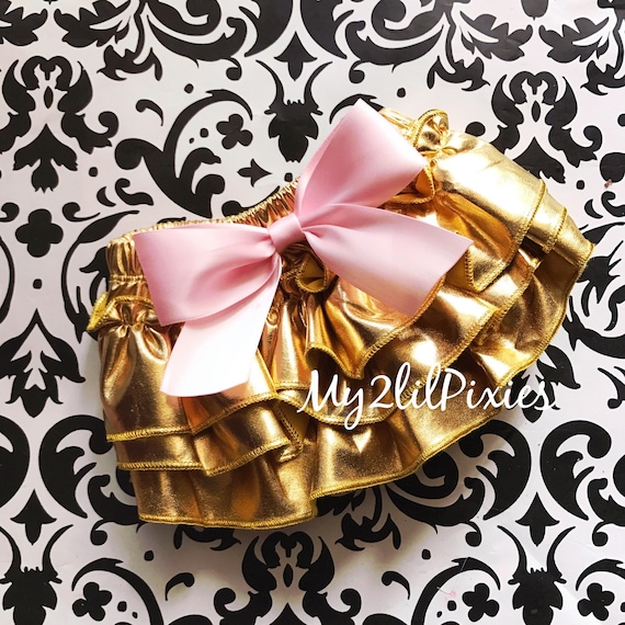 GOLD Ruffle Bottom Bloomer Metallic Gold Ruffle Bloomer | Etsy