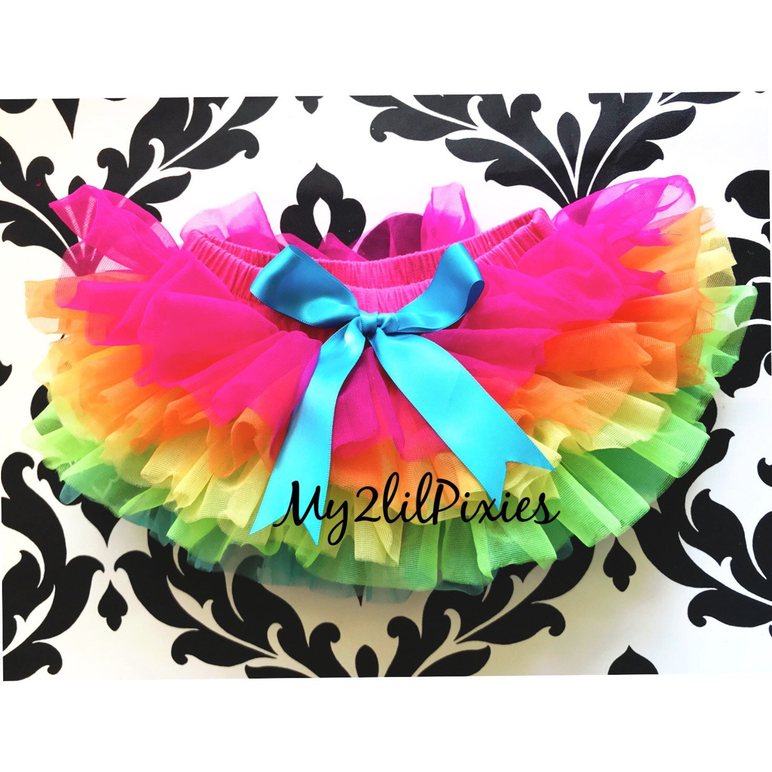 RAINBOW TUTU bloomers ruffles all around Chiffon Baby tutu | Etsy