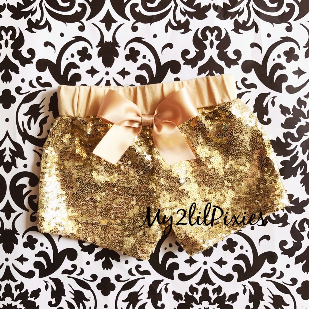 GOLD SEQUINS SHORTS - Baby Girls - Big Girls - Etsy