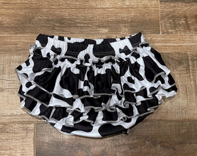 Cow Print Bummie With Fringe Jersey Knit Bummies With Ruffles Toddler Diaper Cover - Etsy