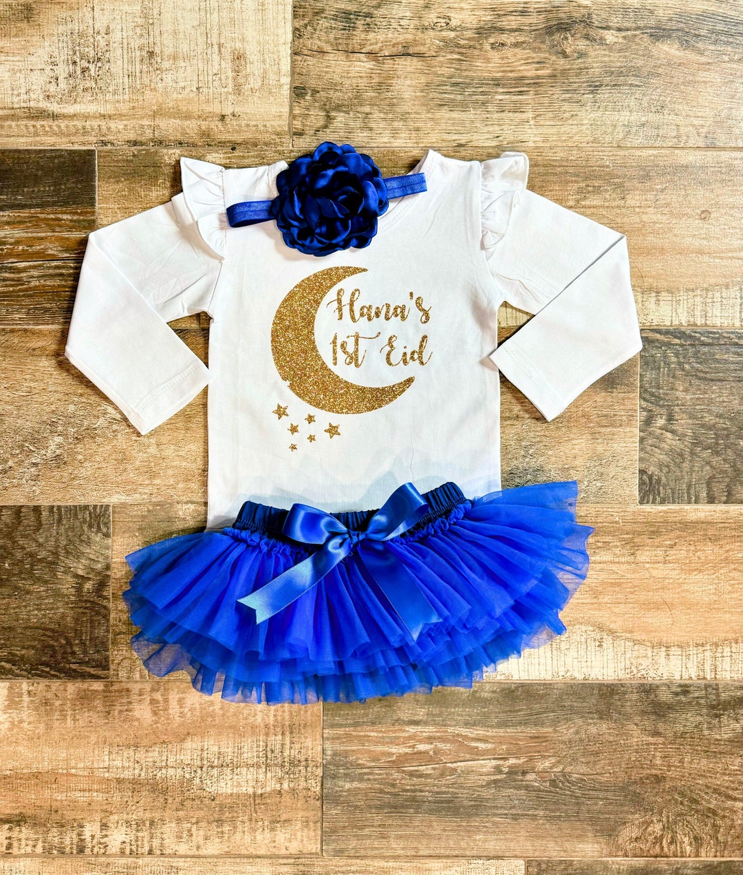 Personalized Baby Girl Eid Outfit , First Eid Baby Girl Flutter Sleeve ...