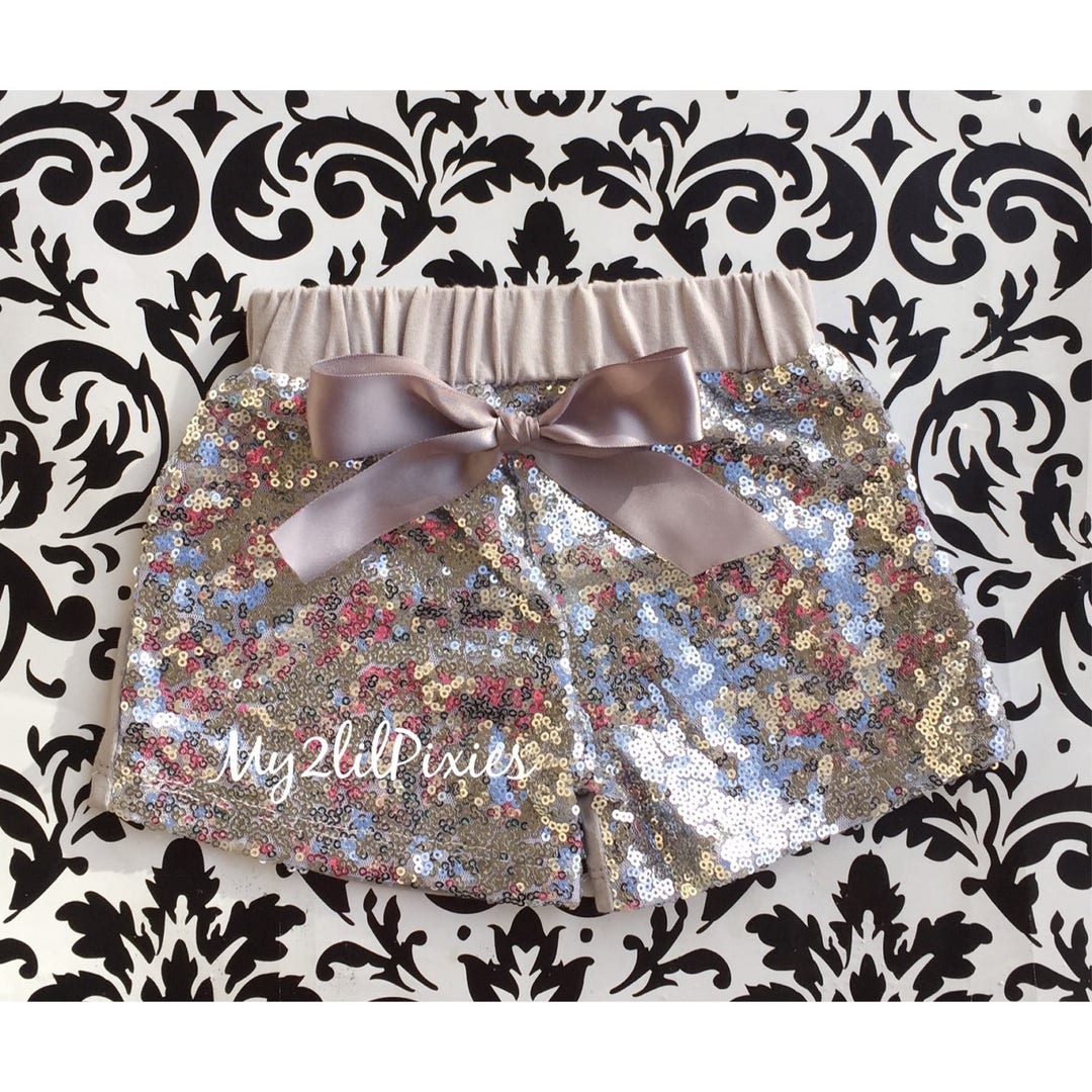 Baby Girls SILVER Sparkle Sequin Shorts-girls Birthday Outfit-girls ...