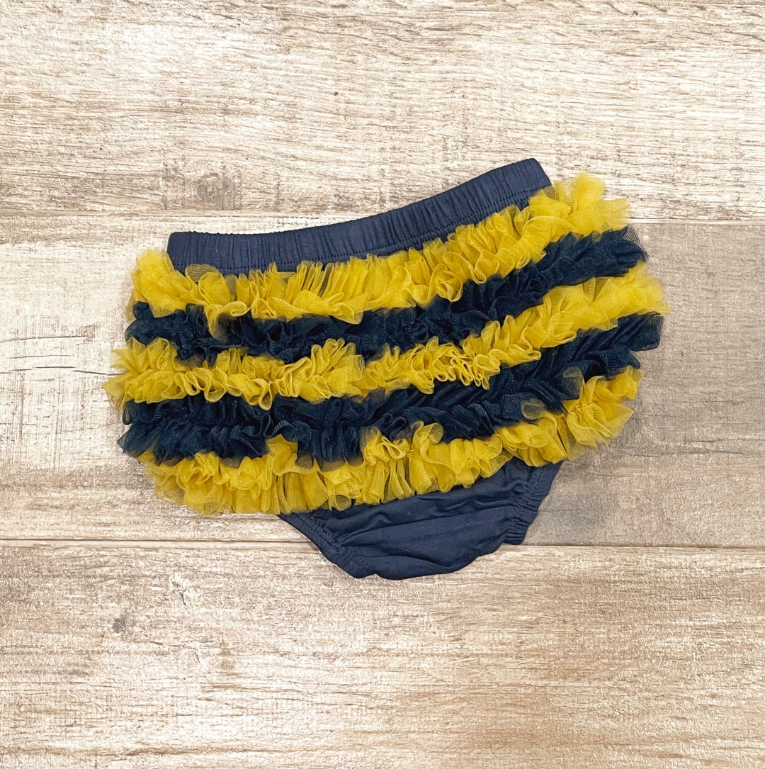 Michigan FOOTBALL Ruffle Bum DIAPER COVER, Gold and Navy Ruffle Bum ...