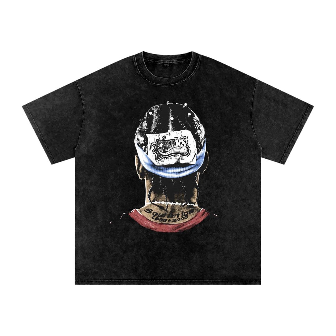 Allen Iverson Legacy Oversized Acid Wash Tee Vintage Hoops Icon With ...