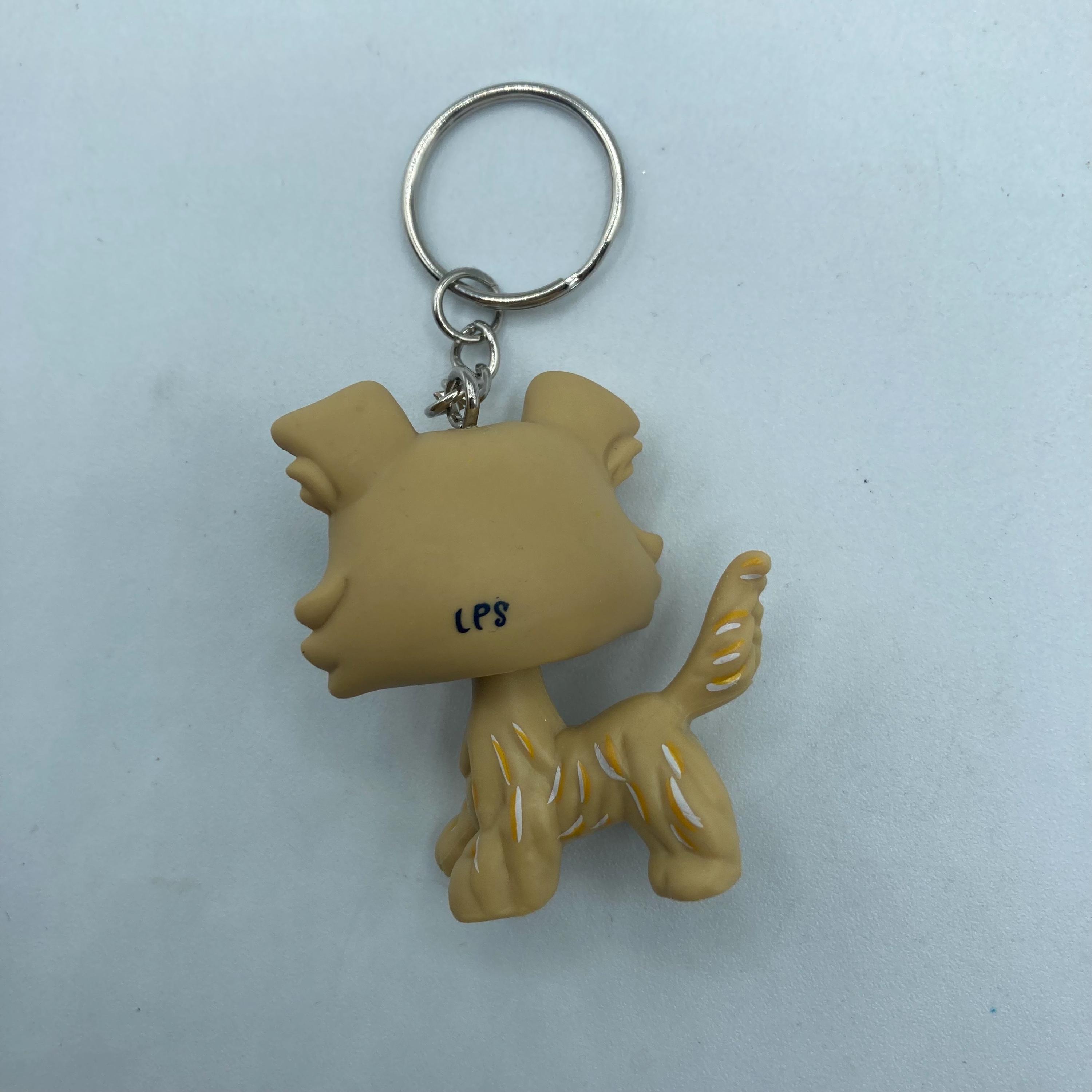 Littlest Pet Shop Hasbro LPS Collie Dog #1194 Yellow Tan Keychain ...