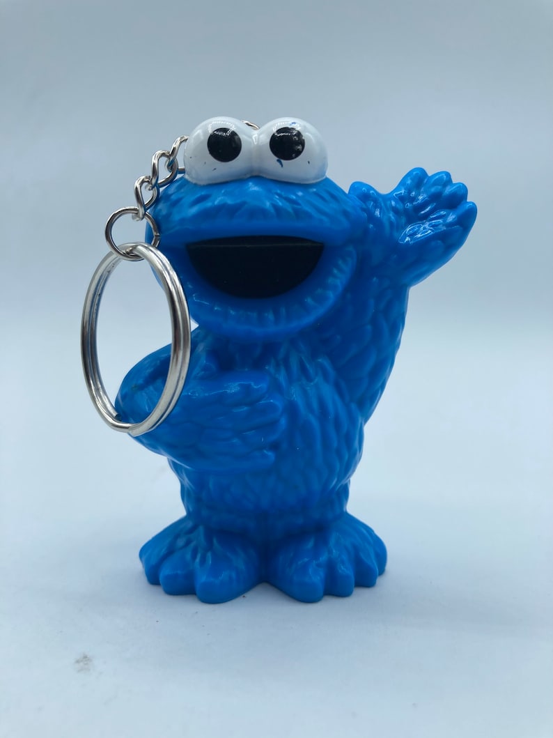 Sesame Street Cookie Monster Blue Character Keychain Backpack Zipper ...