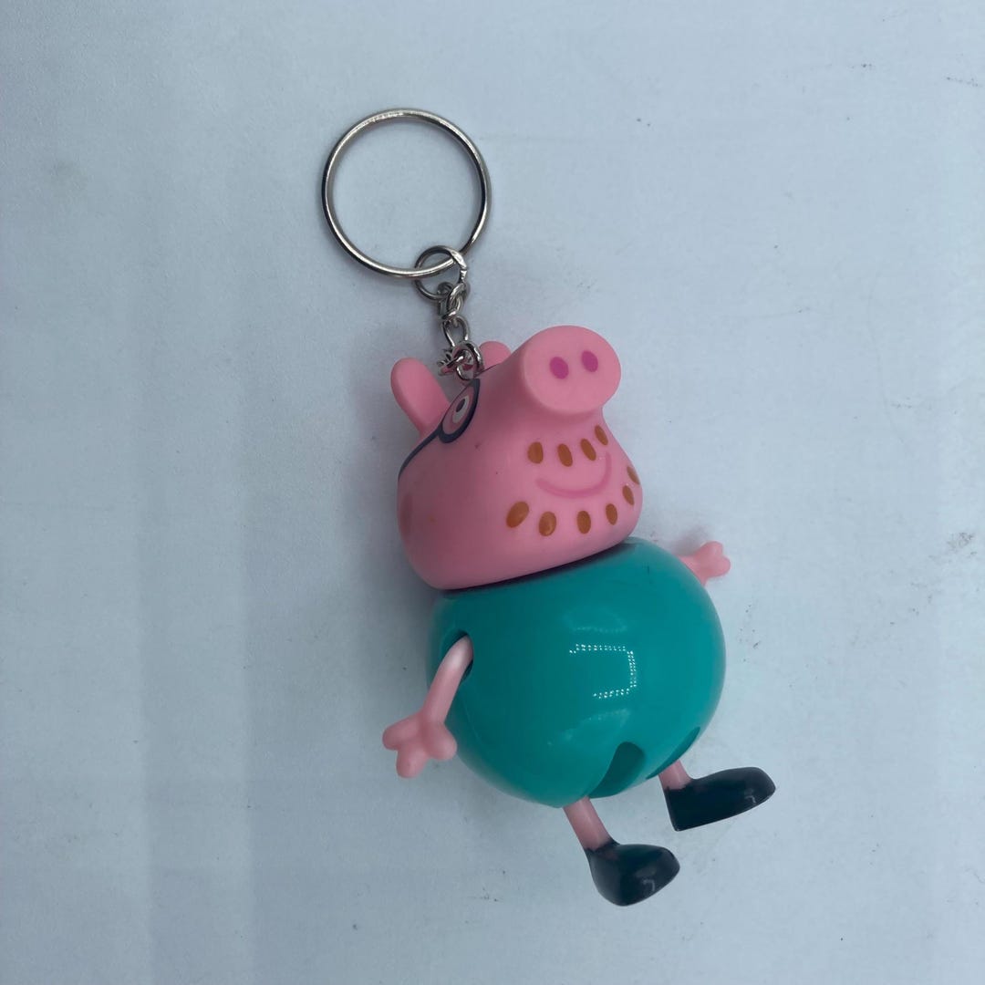 Peppa Pig Daddy Pig Father Character Keychain Backpack Zipper Purse ...