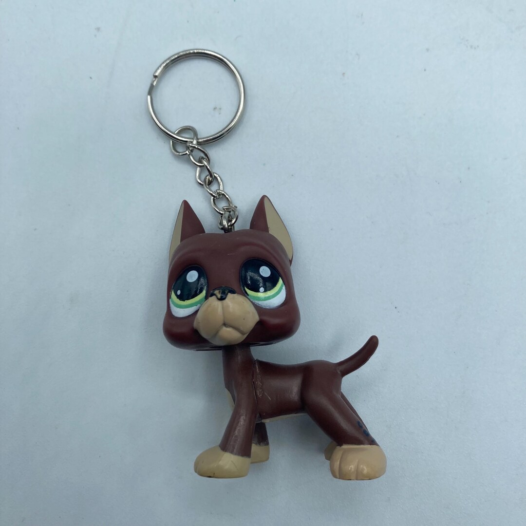 Littlest Pet Shop Hasbro LPS Great Dane Dog #1519 Dark Brown Keychain ...
