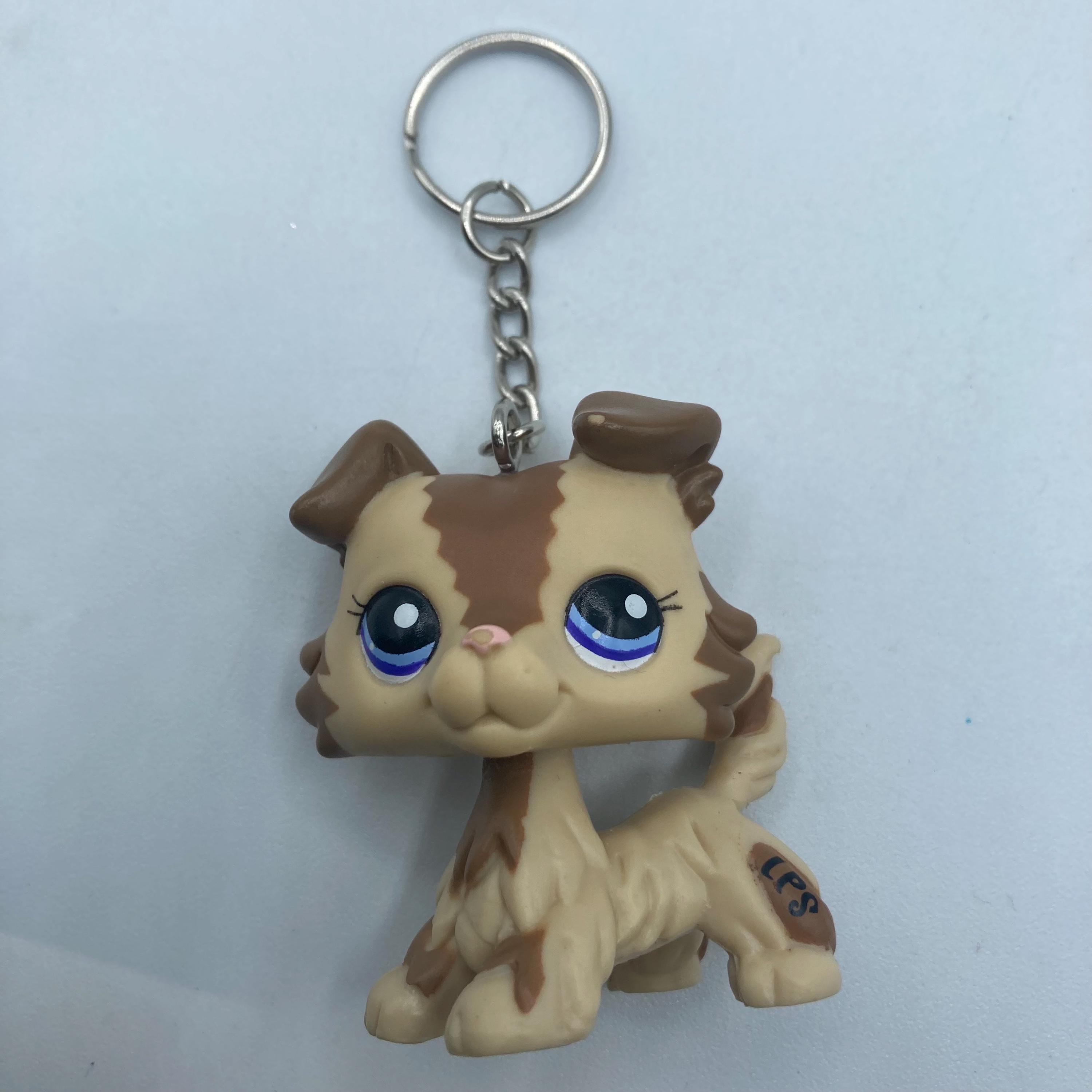 Littlest Pet Shop Hasbro LPS Collie Zigzag Dog #2210 Brown Keychain ...