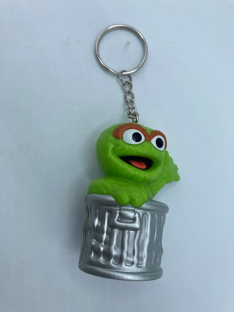 Oscar the Grouch Green Sesame Street Keychain Backpack Zipper Purse ...