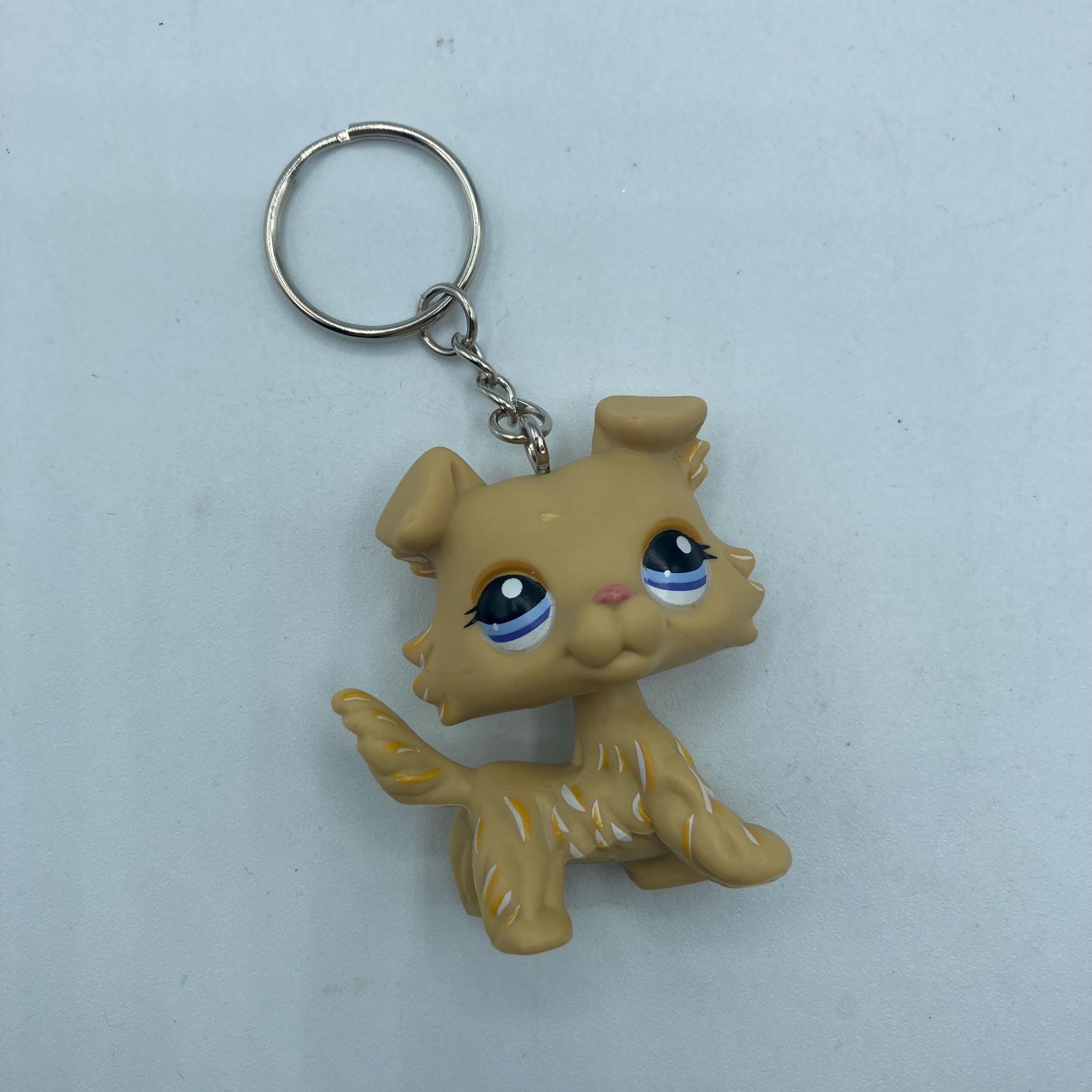 Littlest Pet Shop Hasbro LPS Collie Dog #1194 Yellow Tan Keychain ...