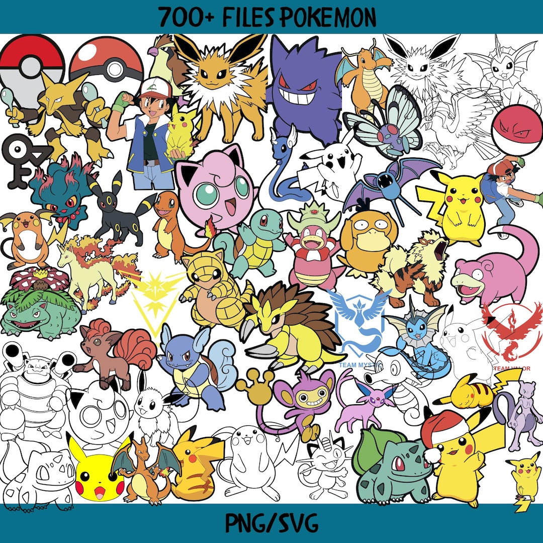 Pokemon SVG Bundle, Pokemon Font Svg, Pikachu Svg Files for Cricut and ...