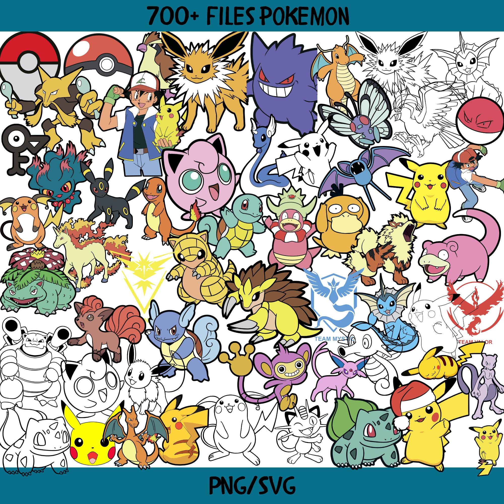 Pokemon SVG Bundle, Pokemon Font Svg, Pikachu Svg Files for Cricut and ...