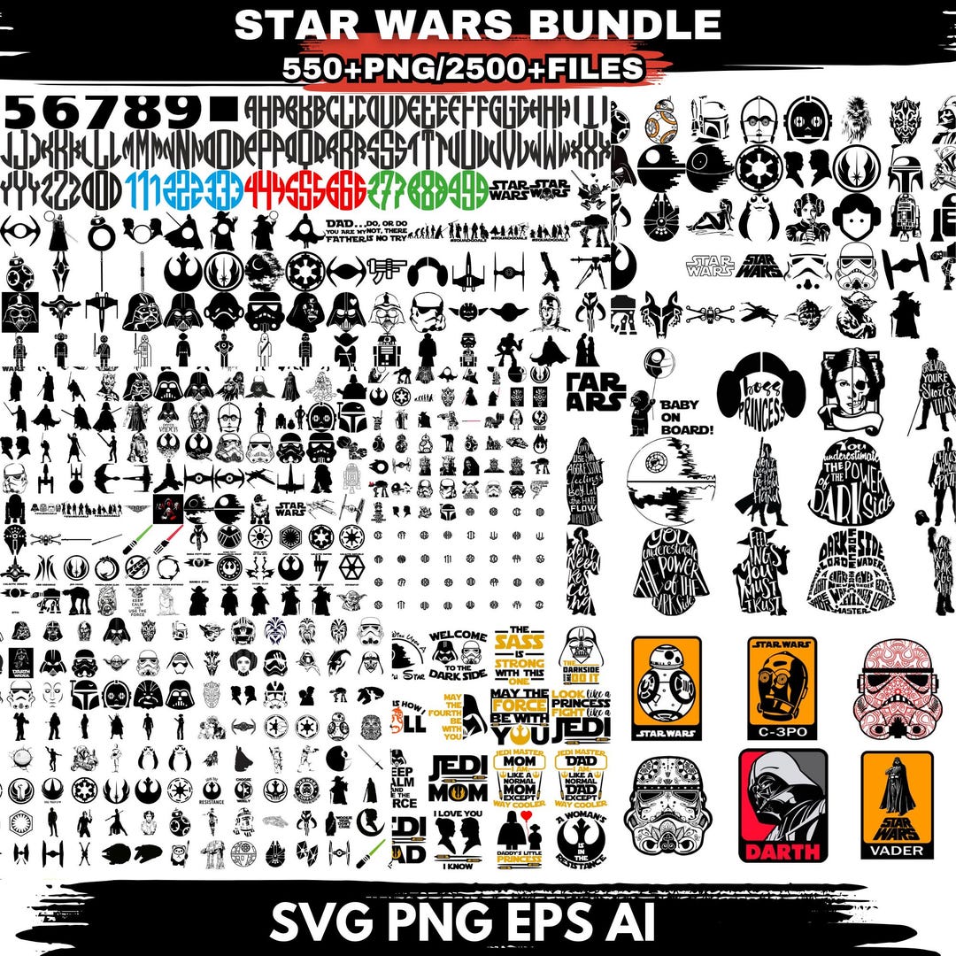 Star Wars Svg Bundle, Star Wars Svg, Star Wars Png, Svg Files for ...