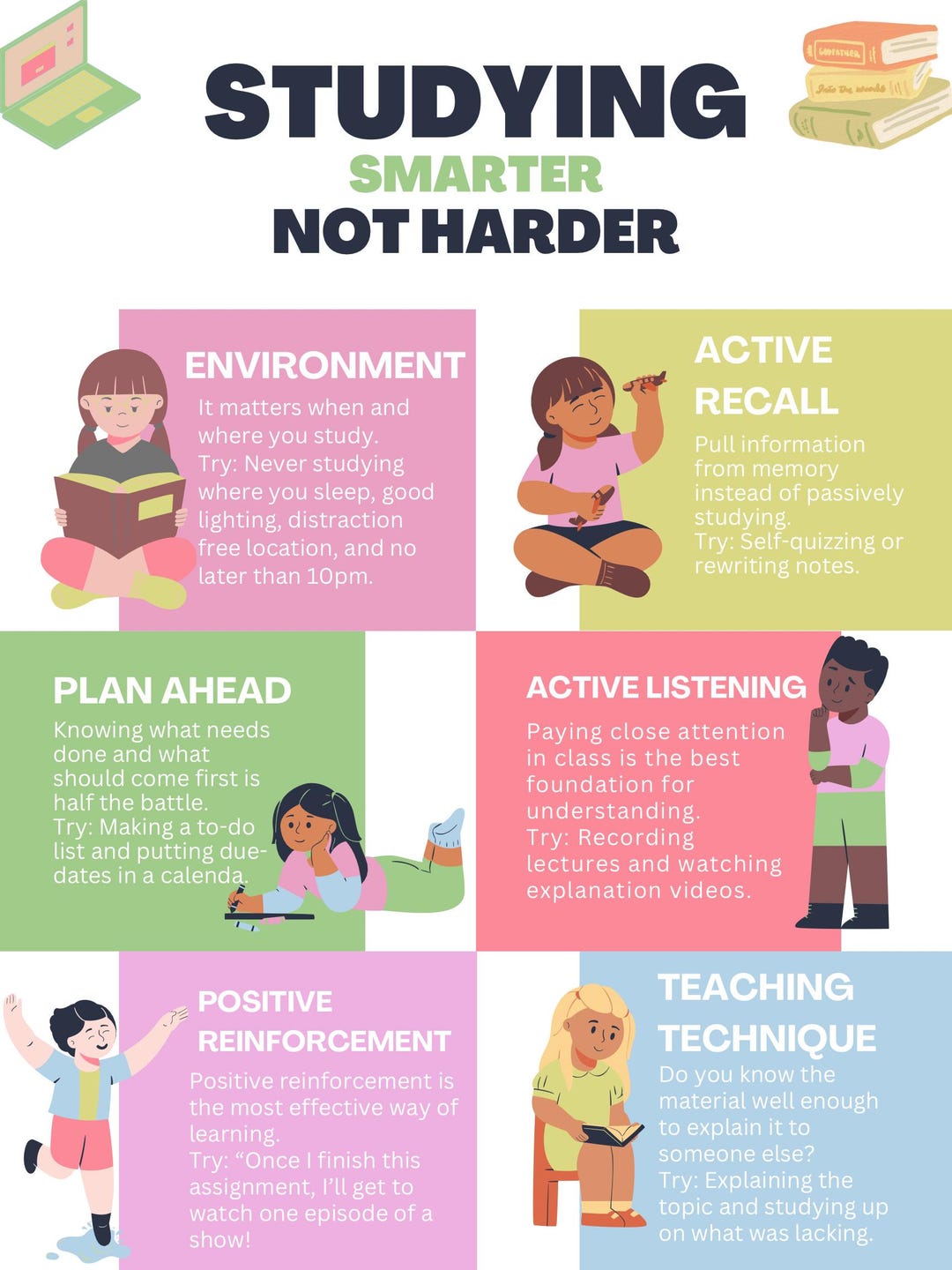 Studying Techniques Infographic- Pastel/colorful Bold for Teachers and ...