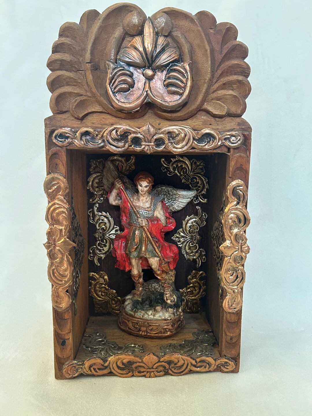 Peruvian Statue - Archangel San Miguel - Hand Carved in Wood - Peruvian ...