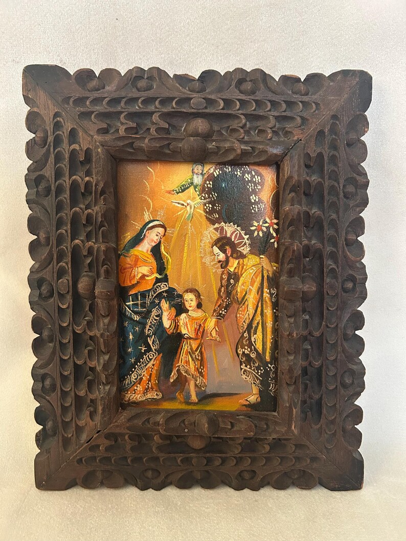Peruvian Altarpiece - the Holy Trinity - Hand Carved in Wood - Peruvian ...