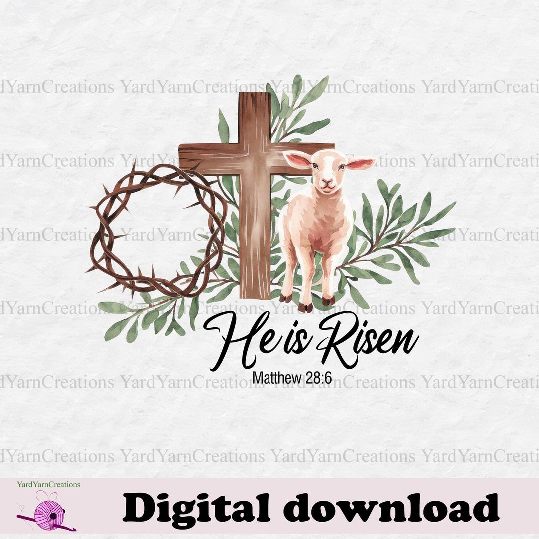 True Easter PNG, He is Risen, Lamb Crown of Thorn Cross Palm Jesus ...