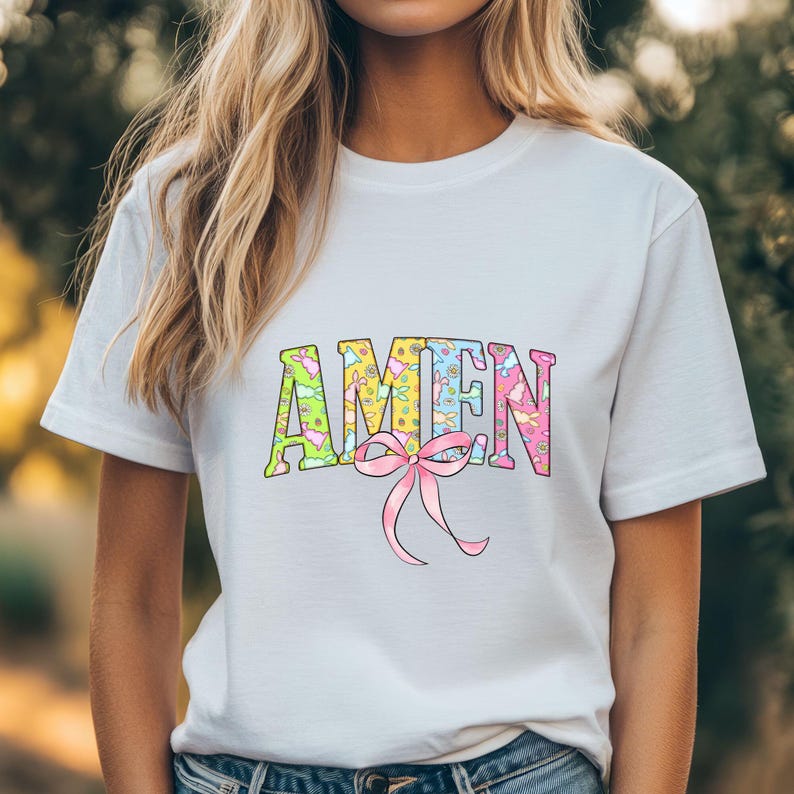 Amen Lace Bow Png Coquette Amen Varsity Png Floral Easter Amen Png ...