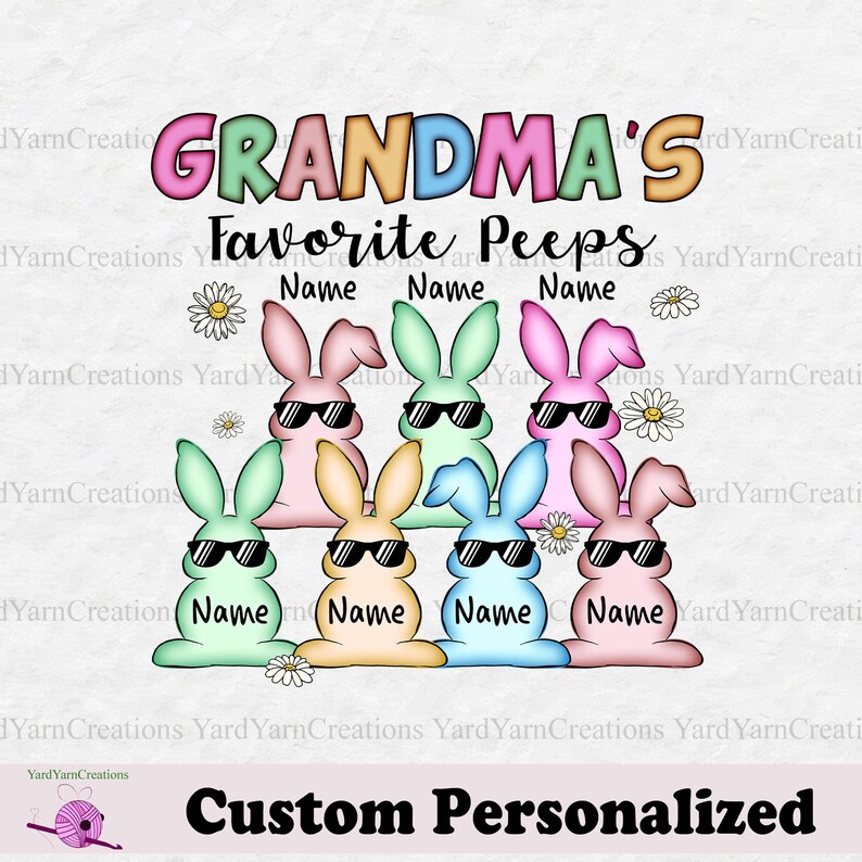 Personalized Easter Grandma Png, Custom Grandma Bunny With Grandkids ...