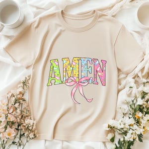 Amen Lace Bow Png Coquette Amen Varsity Png Floral Easter Amen Png ...