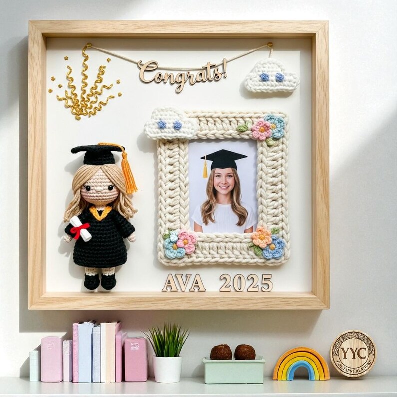 Custom Crochet Graduation Shadow Box: Handmade Keepsake Gift - Etsy