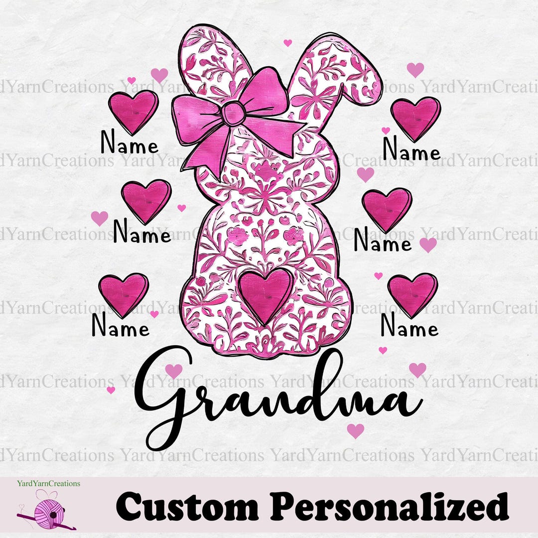 Personalized Easter Grandma Png, Custom Grandma Bunny With Flower ...