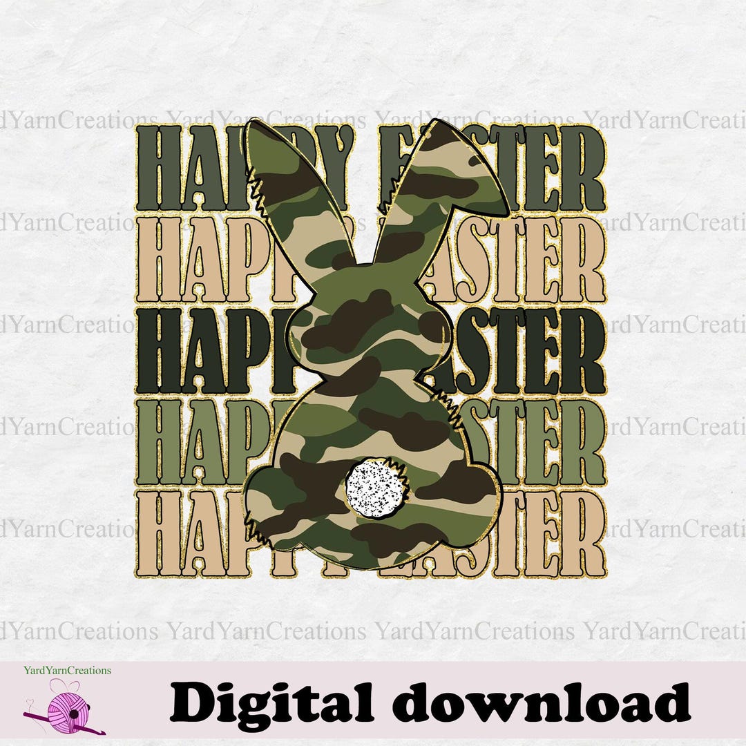 Happy Easter Png, Retro Camo Easter Bunny Png, Trendy Easter Png, Happy ...