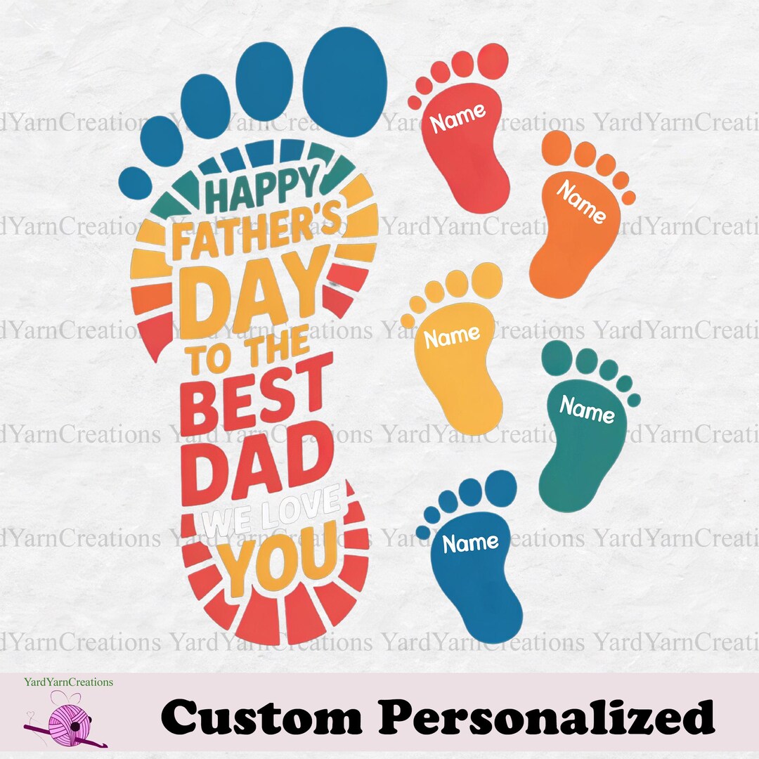 Personalized Dad and Kids Footprints Names PNG, Dad and Kids Footprints ...