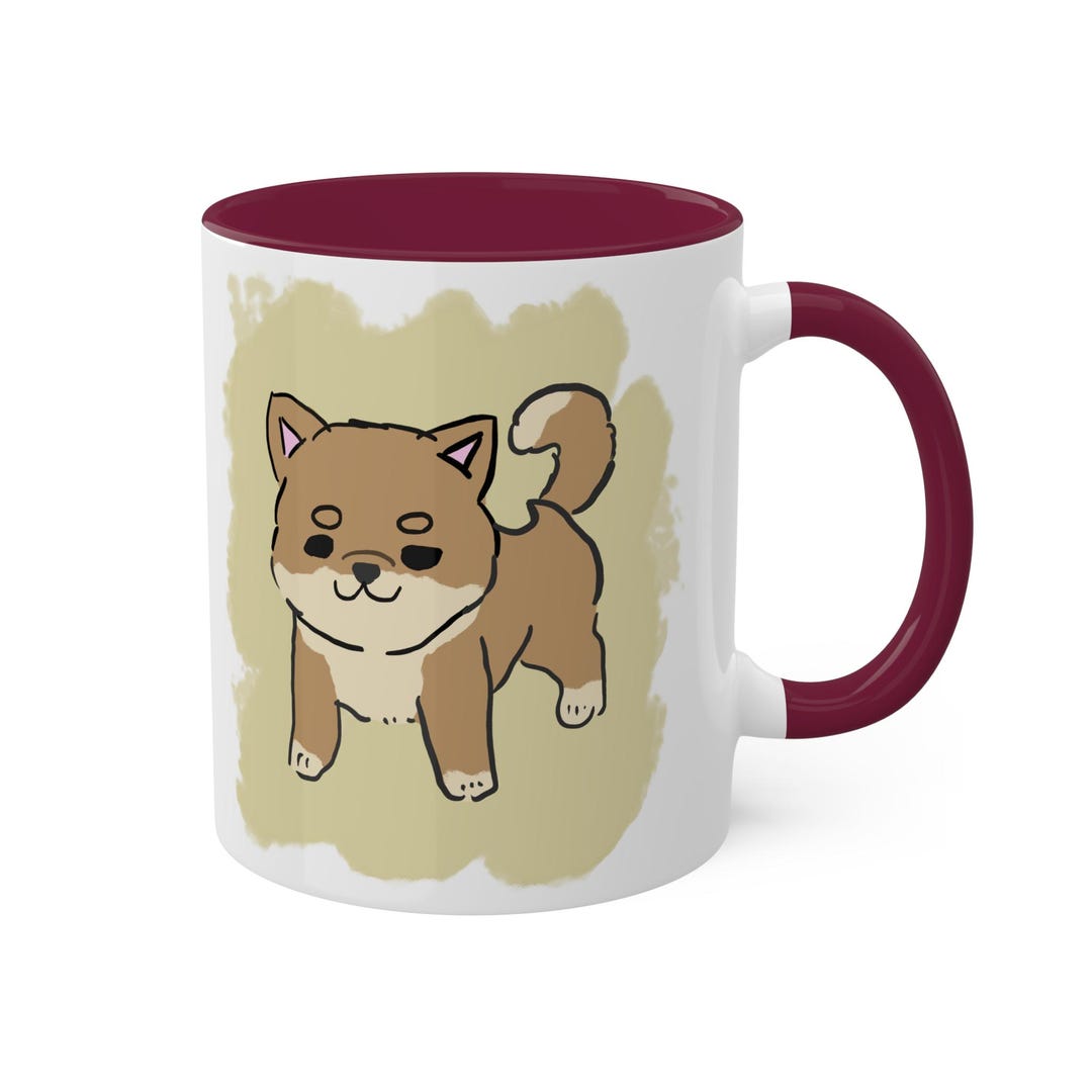 Shiba Inu Mug, Cute Dog Artwork, Japanese Designer, Gift Mug, Colorful ...