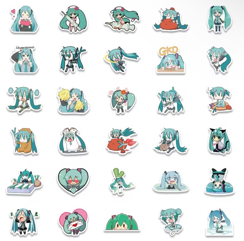 50pc Chibi Hatsune Miku Cartoon Anime Girl Stickers Crafts and ...