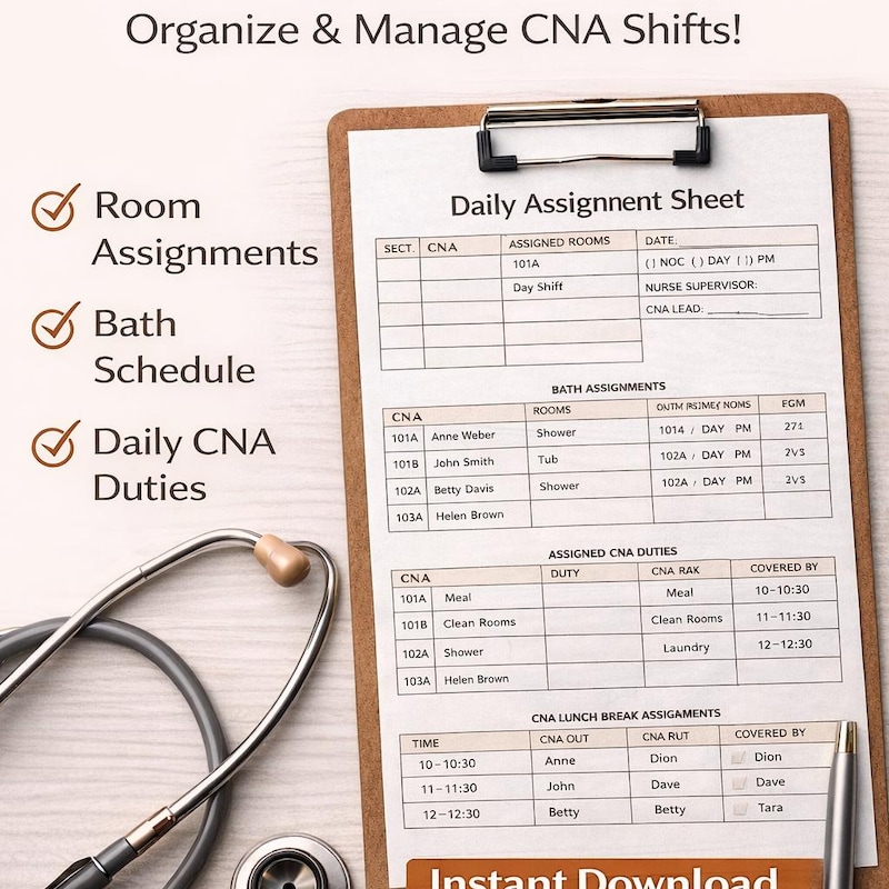 Nursing Assignment Sheet - Etsy