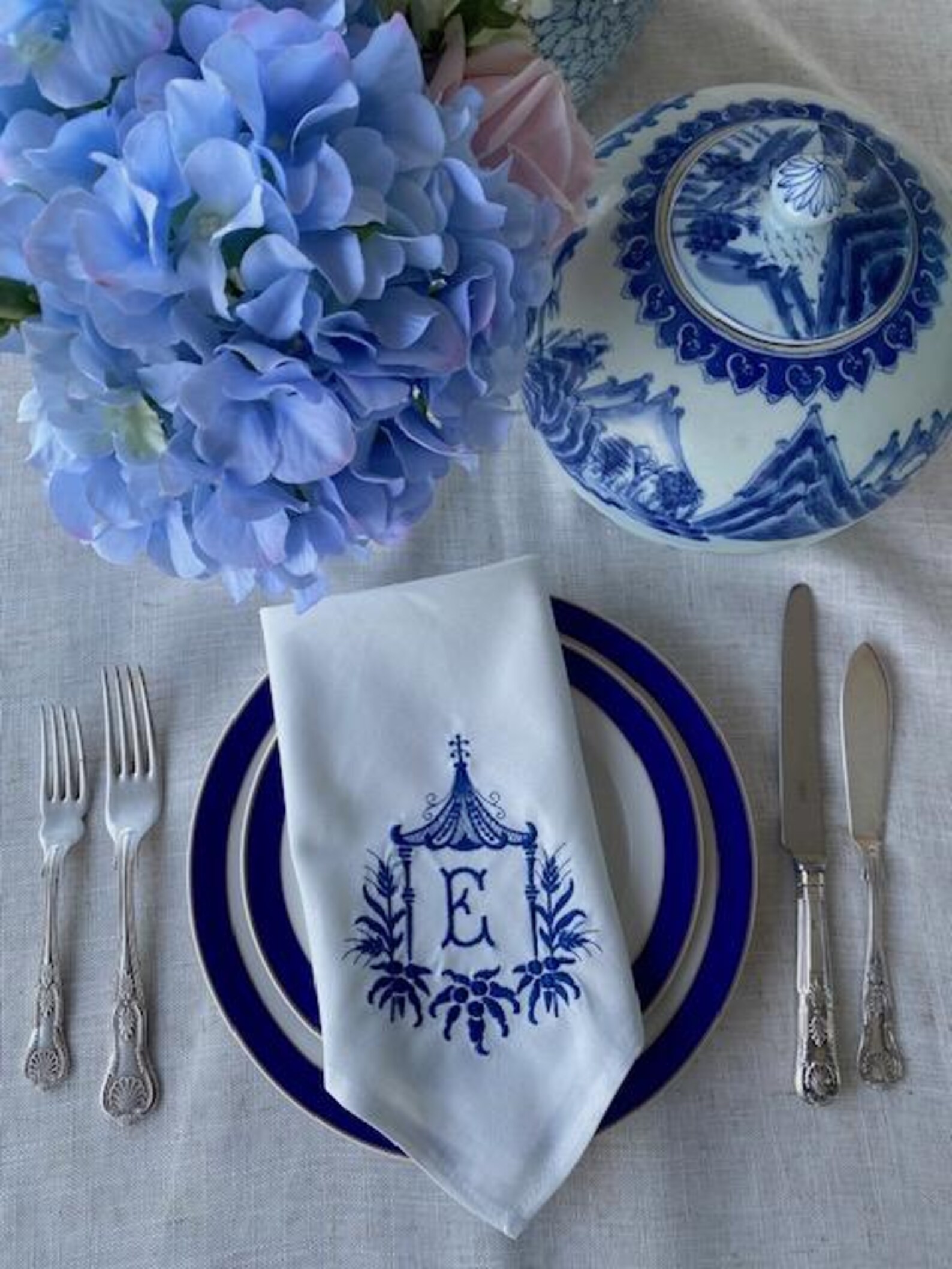 Chinoiserie Napkin on Cotton 40x40cm - Etsy