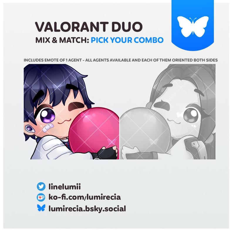 MIX & MATCH Iso Valorant Couple Heart Emote Cute Agents Duo Heart Iso ...