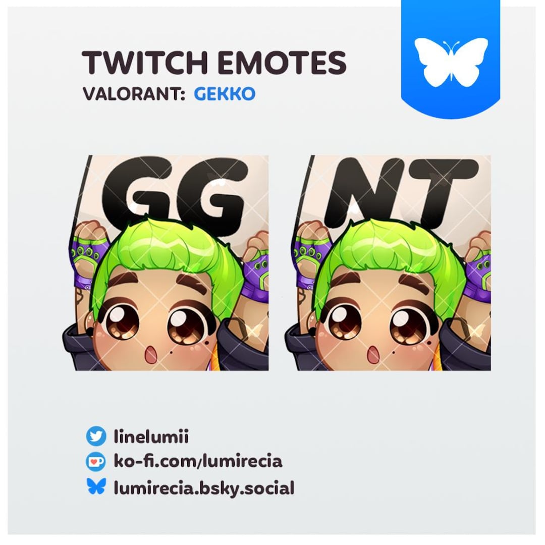 Gekko VALORANT GG and NT Twitch Emote | Cute Valorant Gekko Twitch ...