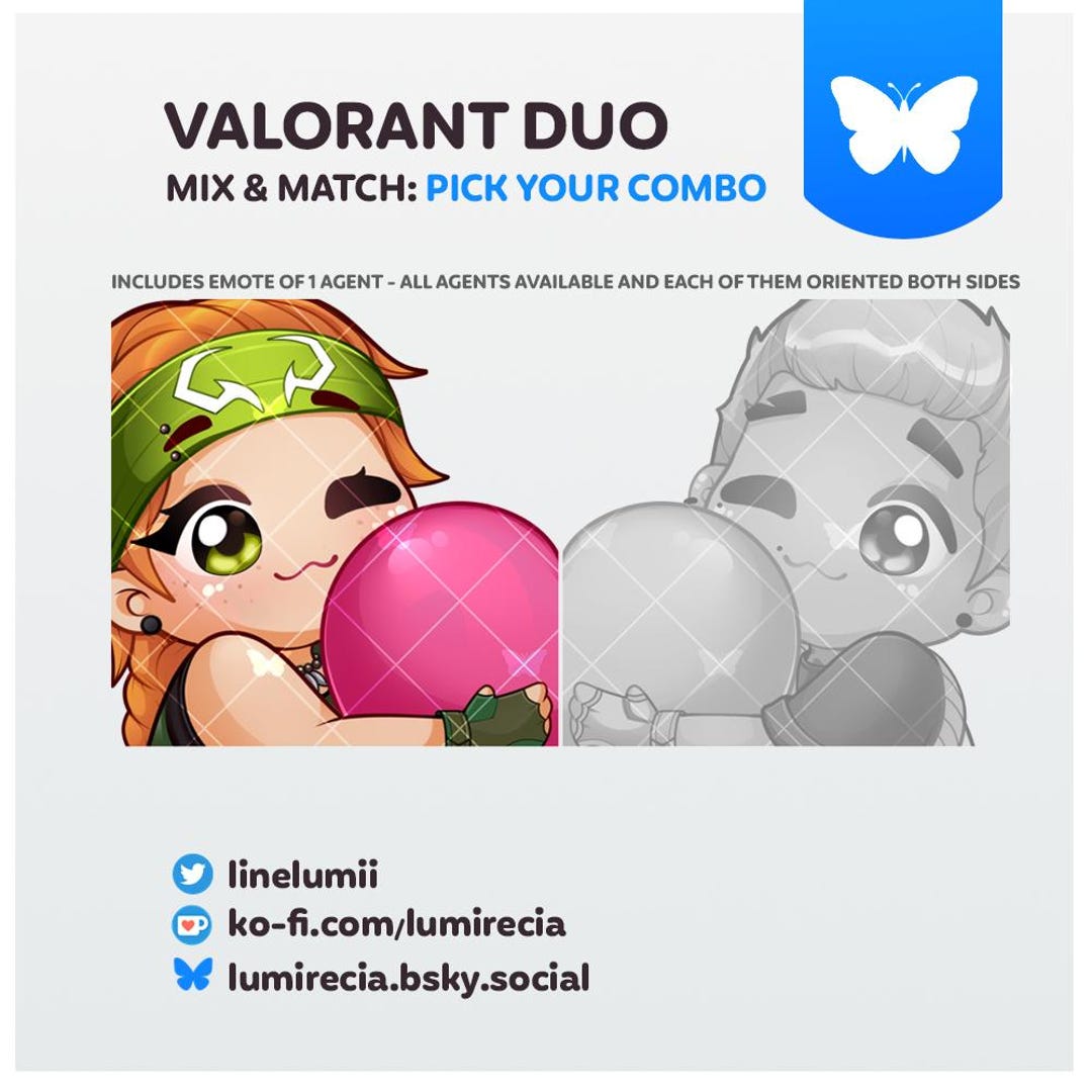 MIX & MATCH Skye Valorant Couple Heart Emote Cute Agents Duo Heart Skye ...