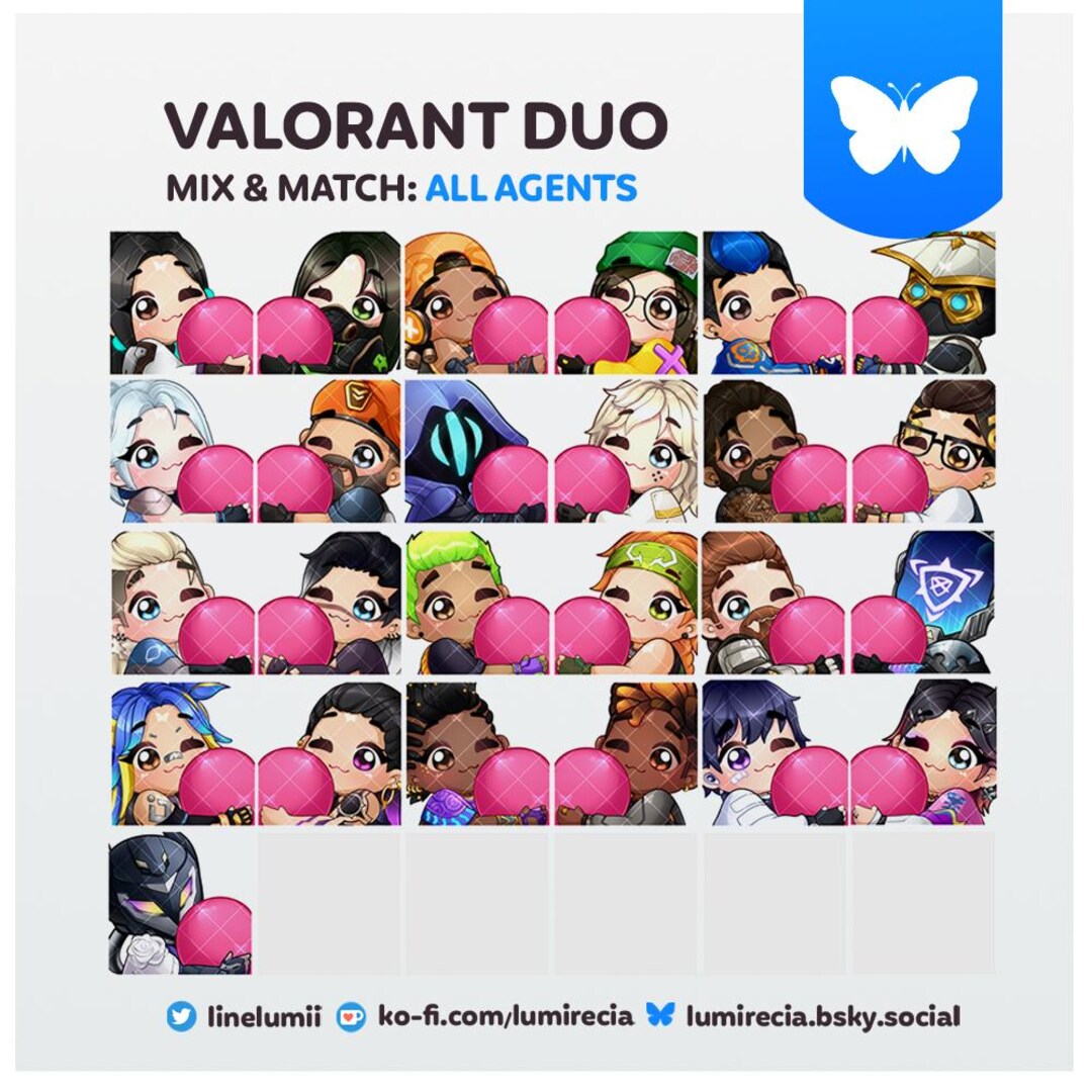 MIX & MATCH Valorant Couple Heart Emote Bundle | Cute Agents Duo Heart ...