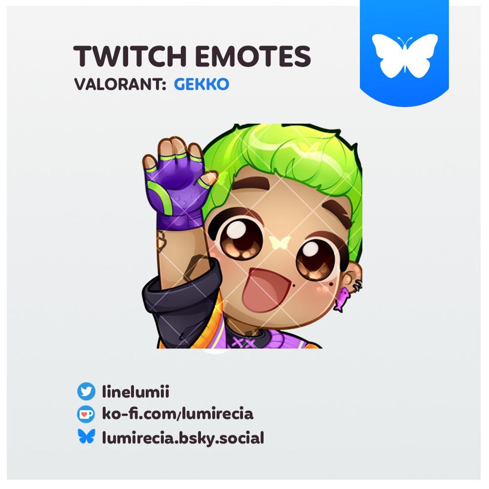 Gekko VALORANT Wave Hello Twitch Emote | Cute Valorant Gekko Twitch ...