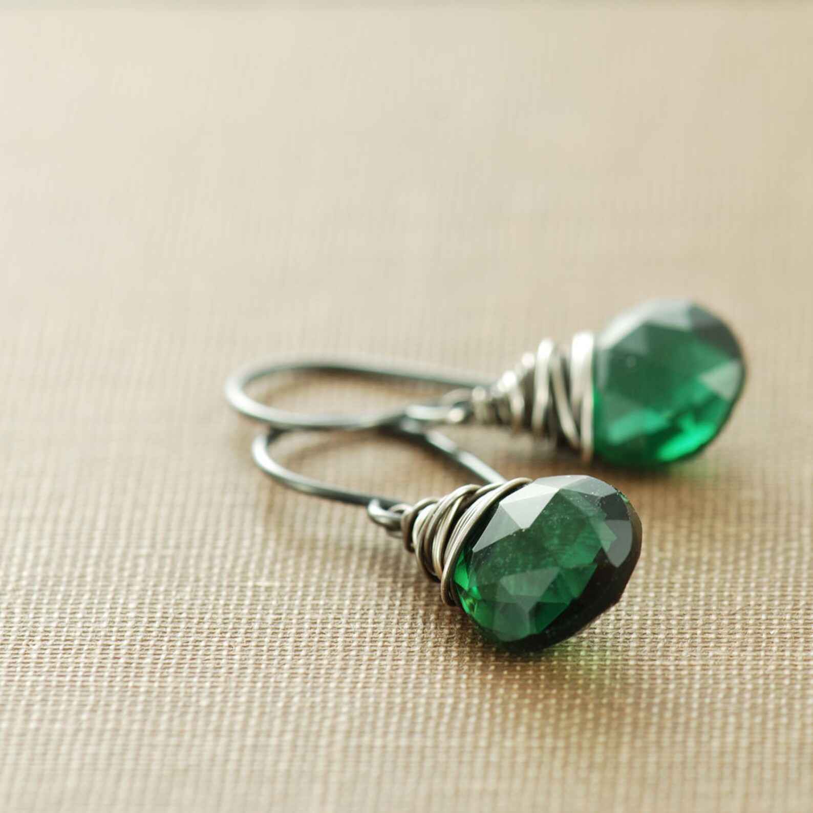 Emerald Green Dangle Earrings May Birthday Sterling Silver - Etsy