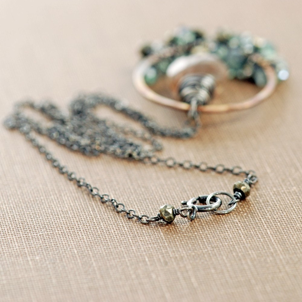 Copper Gemstone Pendant Necklace, Sterling Silver, Rutilated Quartz ...