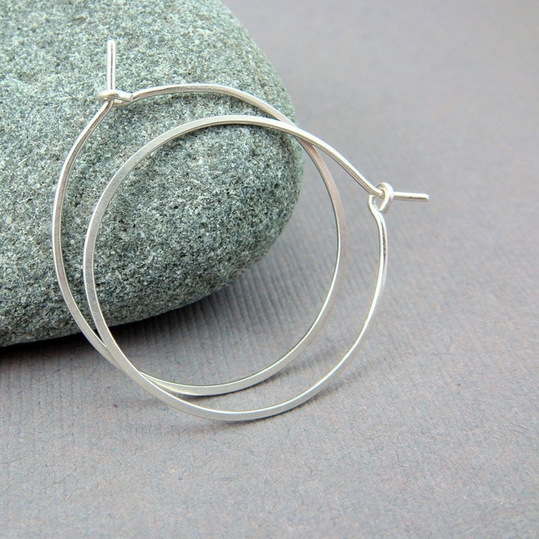 Sterling Silver Hoop Earrings 1 Inch Hoop Earrings Handmade - Etsy