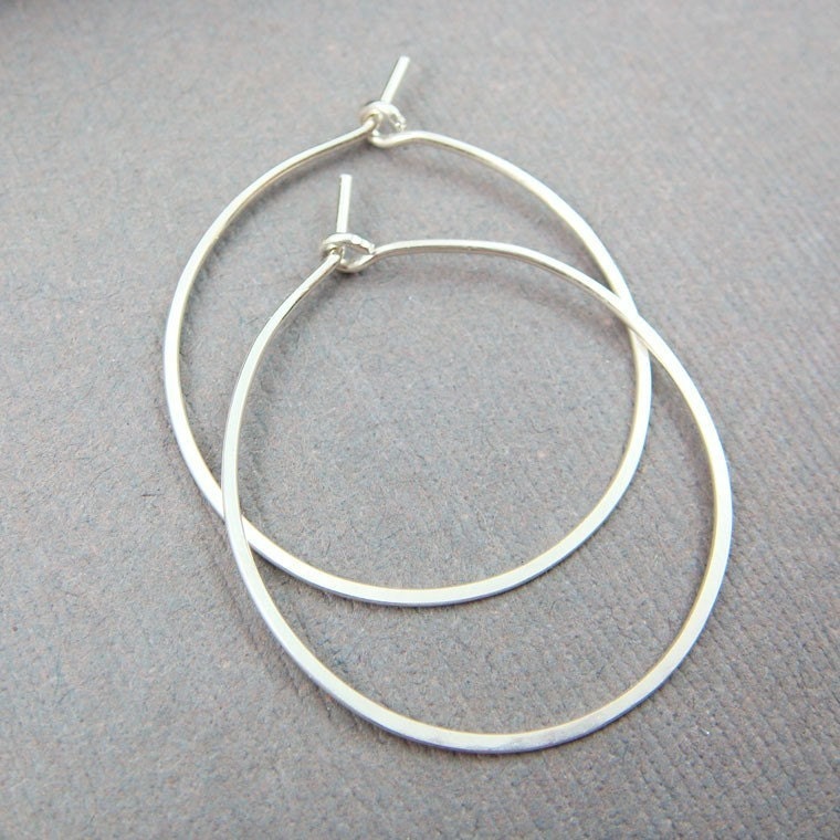 Sterling Silver Hoop Earrings 1 Inch Hoop Earrings Handmade - Etsy